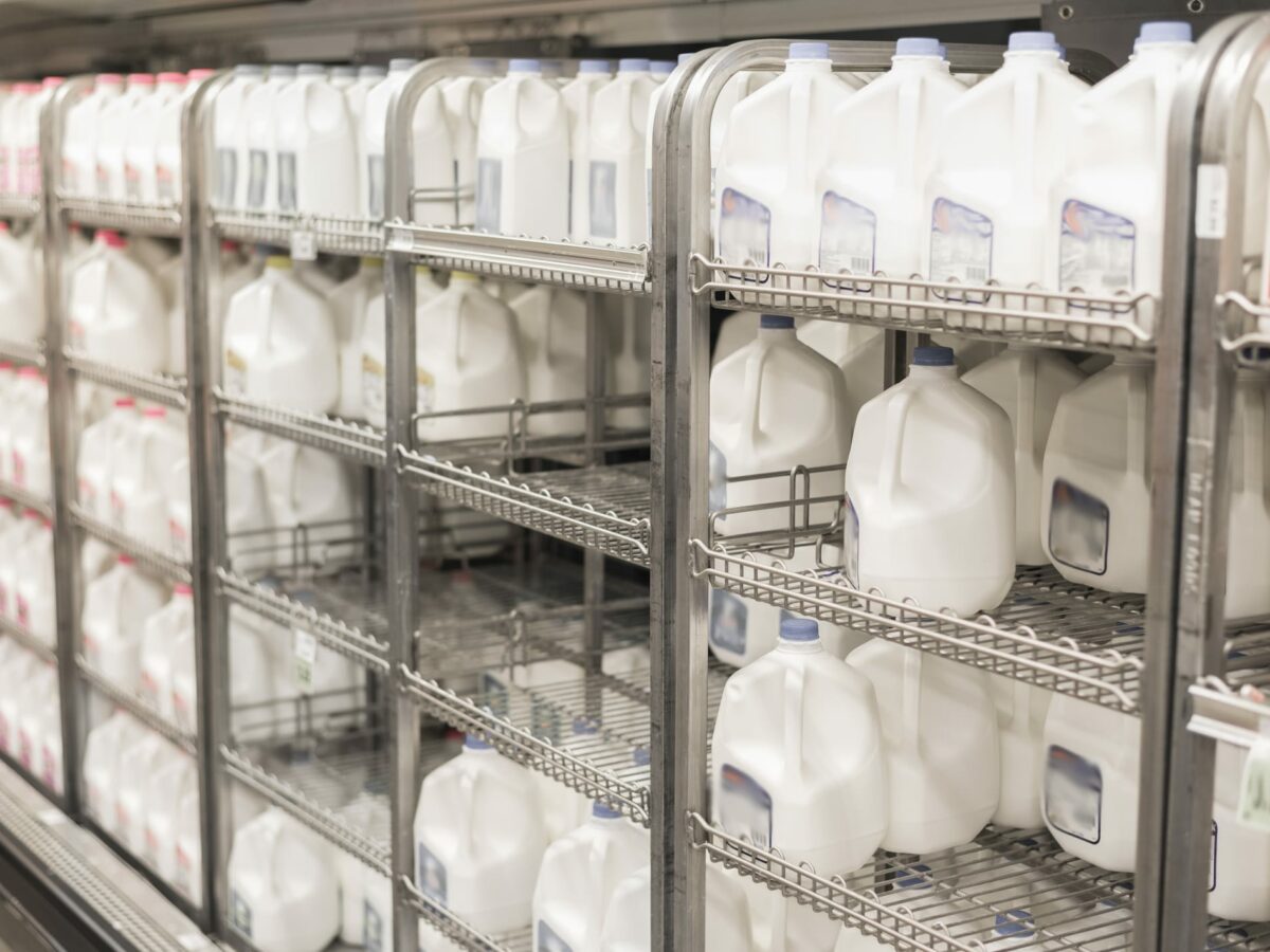Grocery Store Shelf Milk